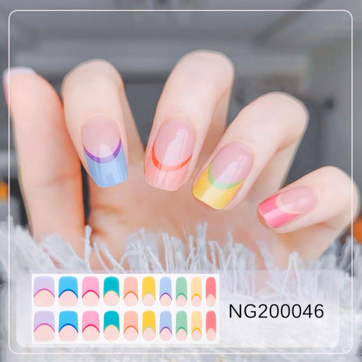 SUMMERTIME FRENCH KALEIDOSCOPE - SEMICURED GEL NAIL STICKER KIT ...